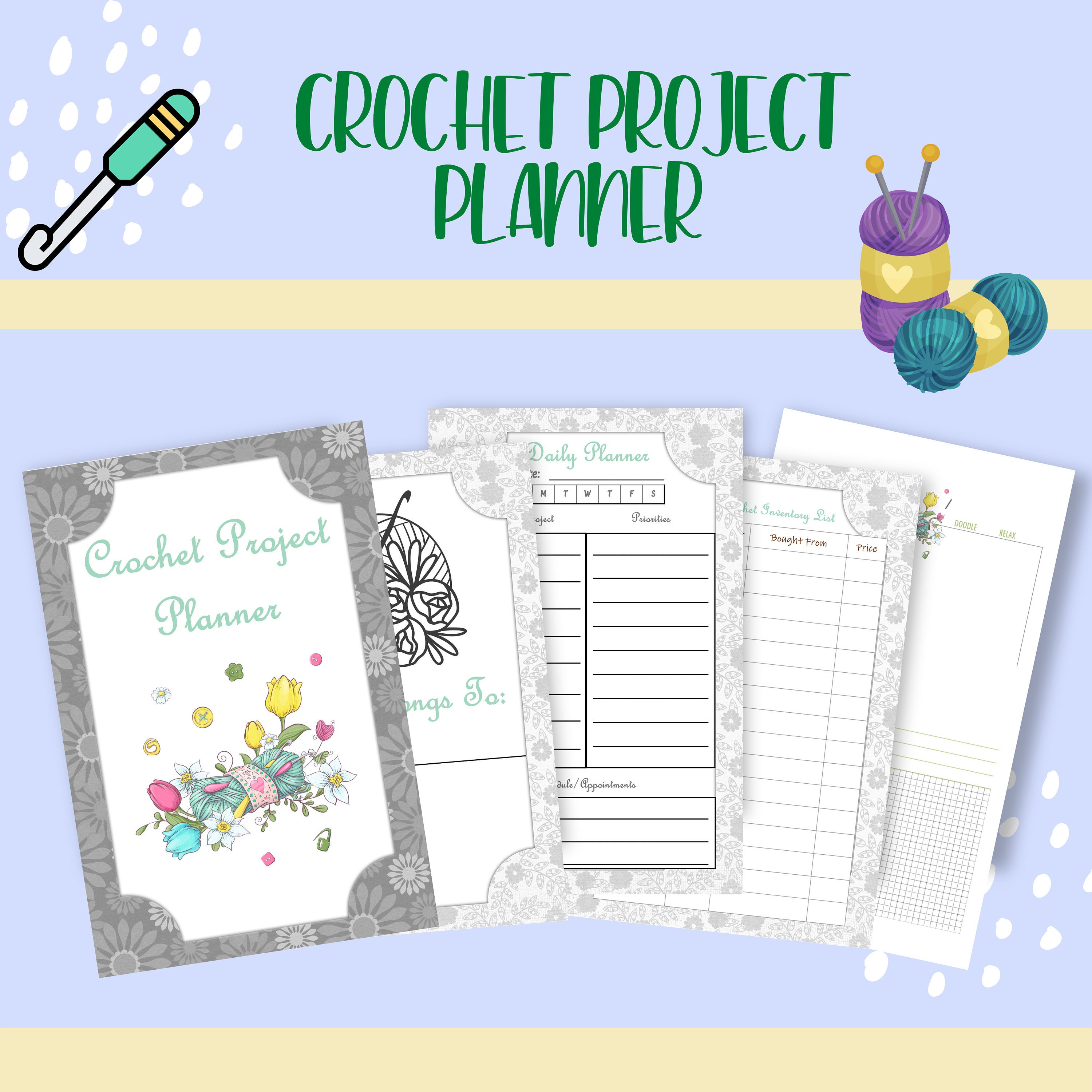 Crochet Project Planner Printable for Project Organizing, Sample ...