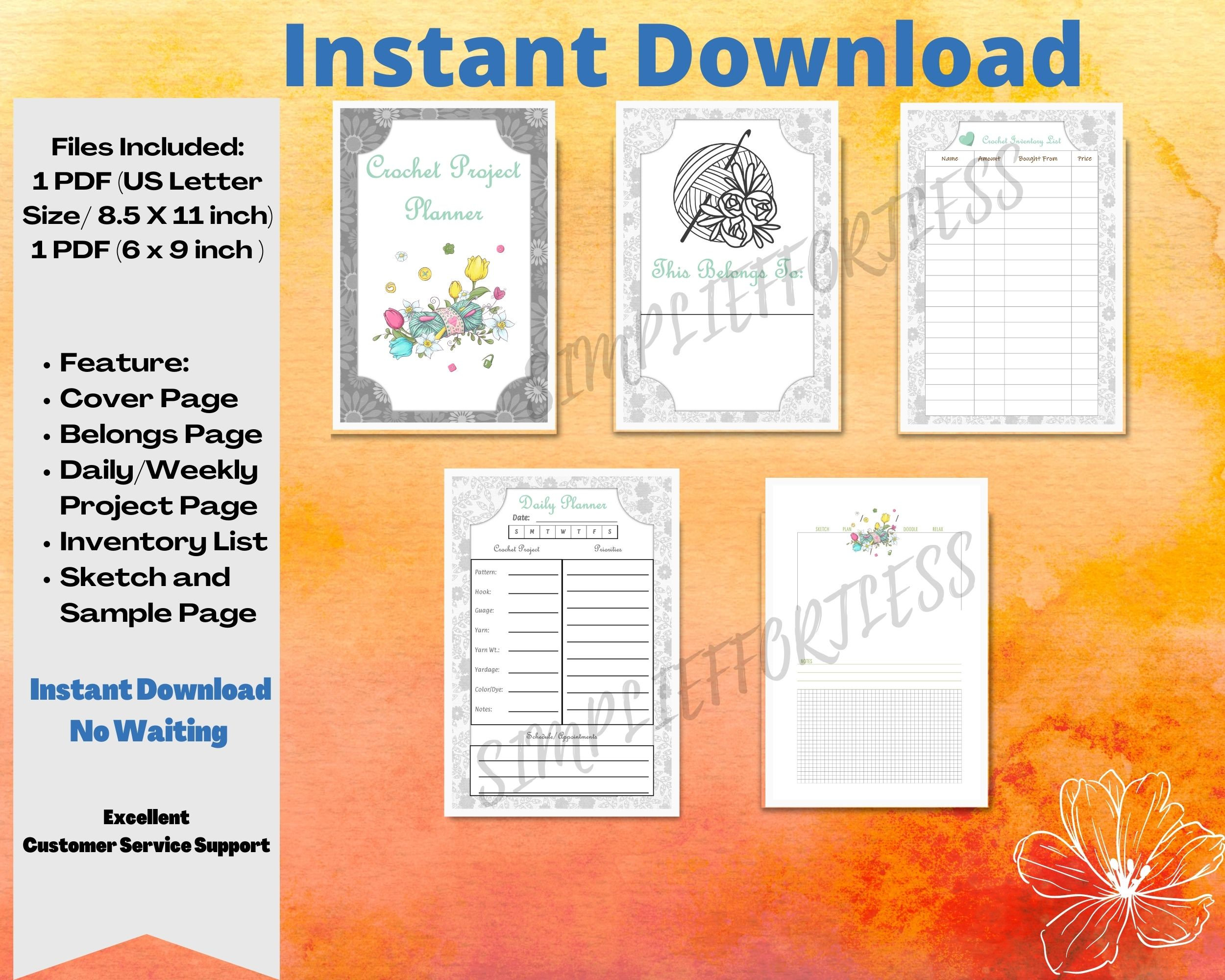 Crochet Project Planner Printable for Project Organizing, Sample ...