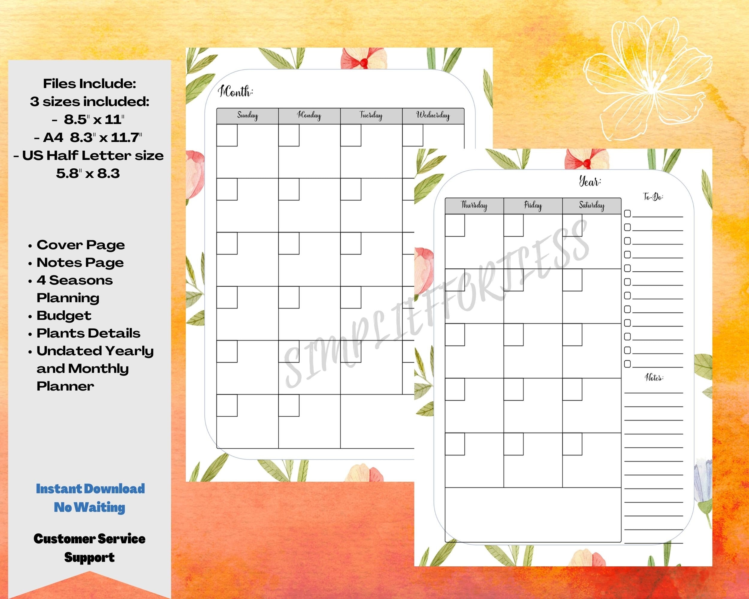Gardening Planner Organizer With Seasonal Planting Plans, Watering ...