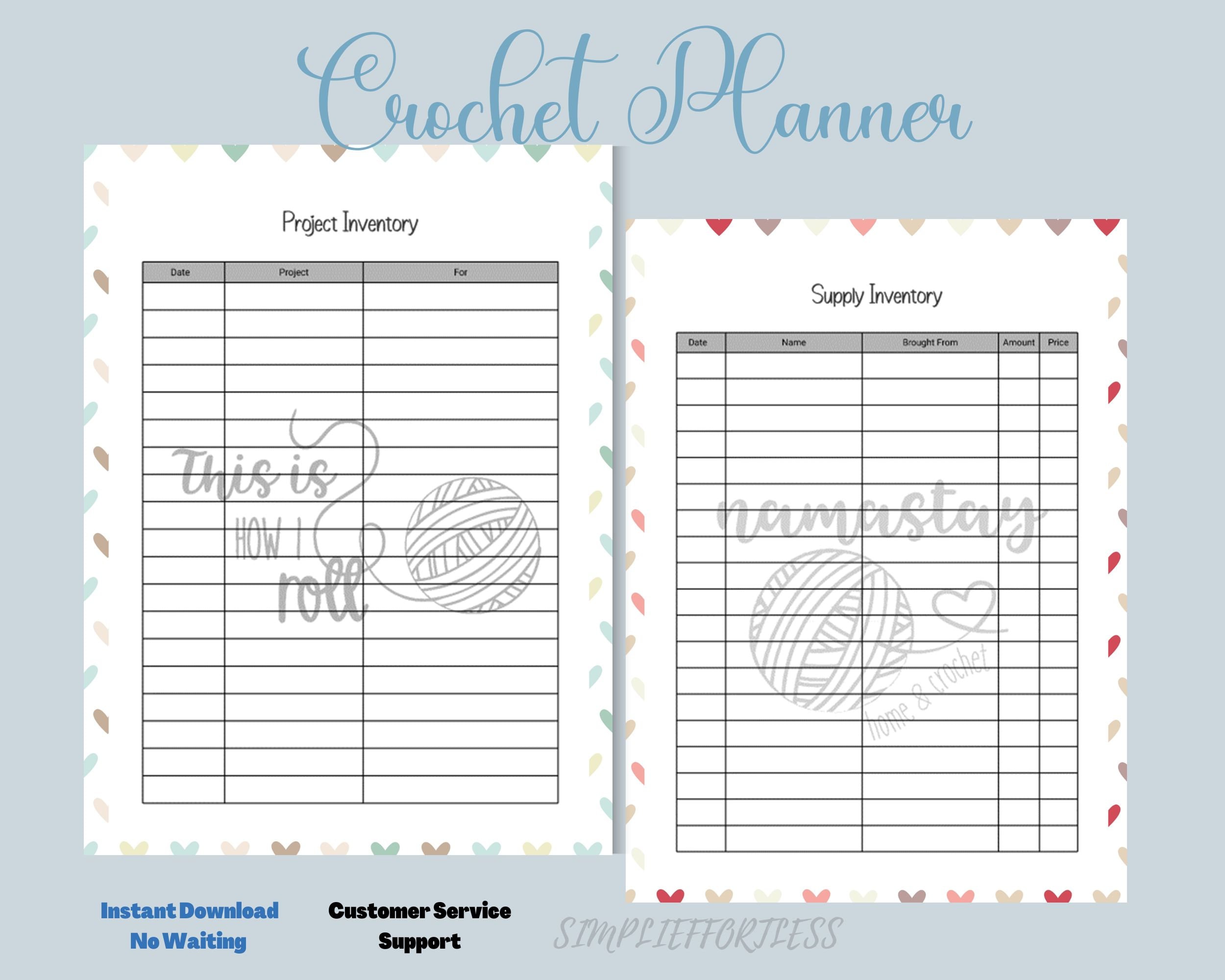 Crochet Planner Knitting Journal Printable With Undated Calendars and ...