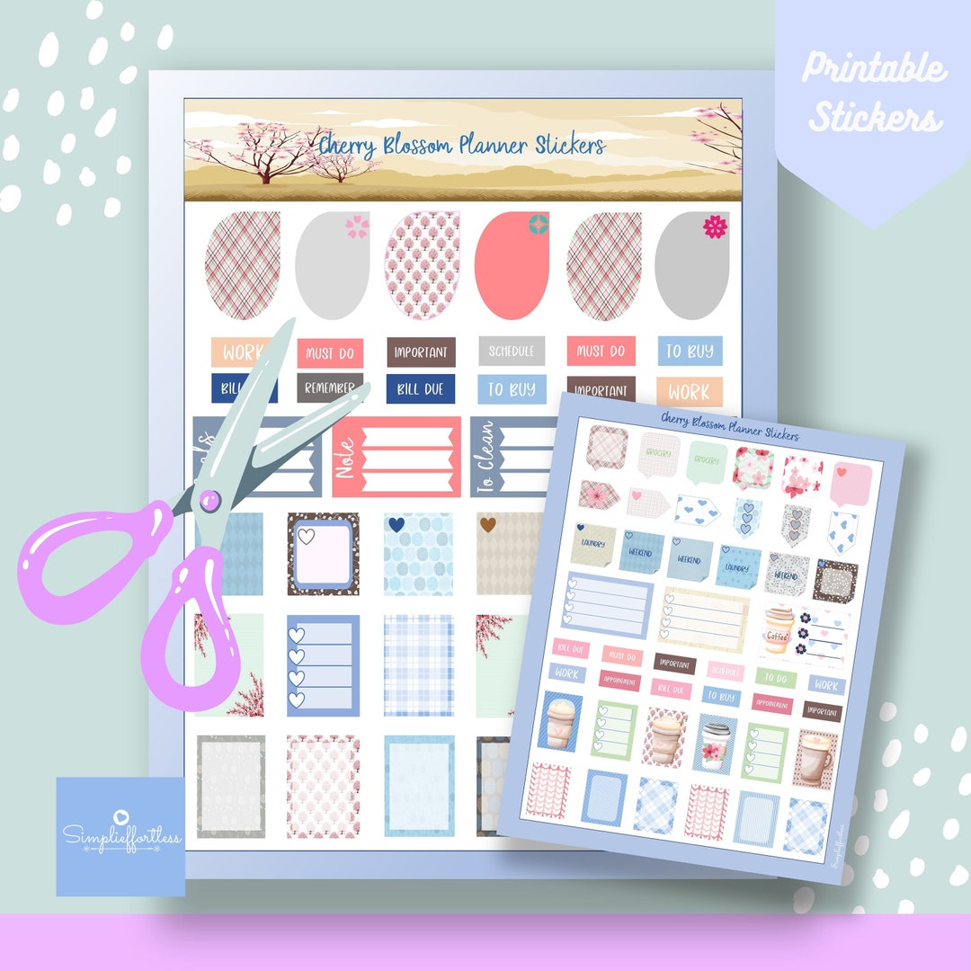 Planner Stickers, Bullet Journal Scrapbook (digital Download) Cherry ...