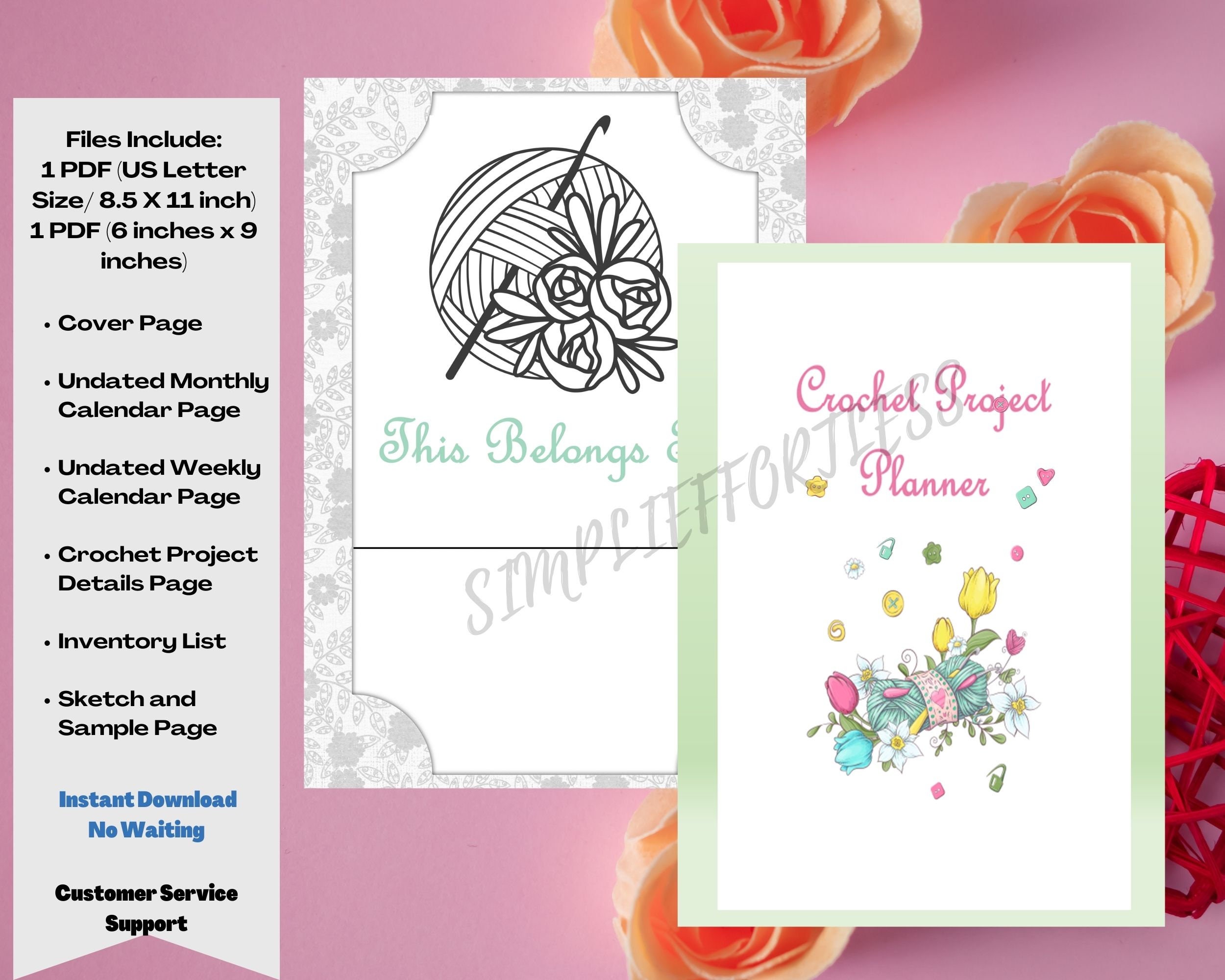 Crochet Project Planner Printable for Project Organizing, Sample ...