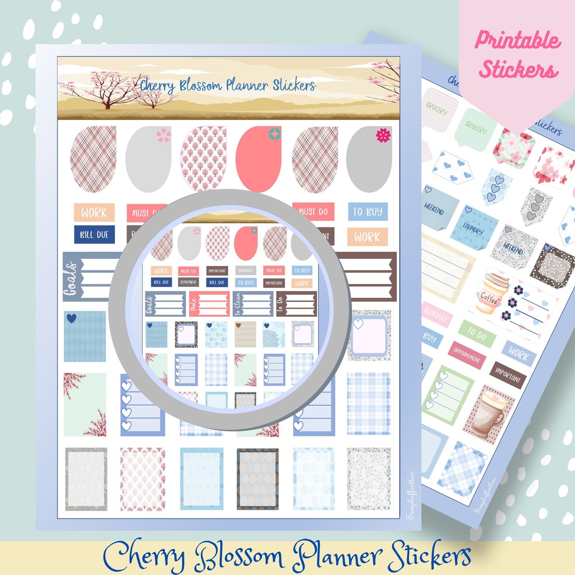 Cherry Blossom Planner Stickers. Perfect for Card Decorations, Gift ...