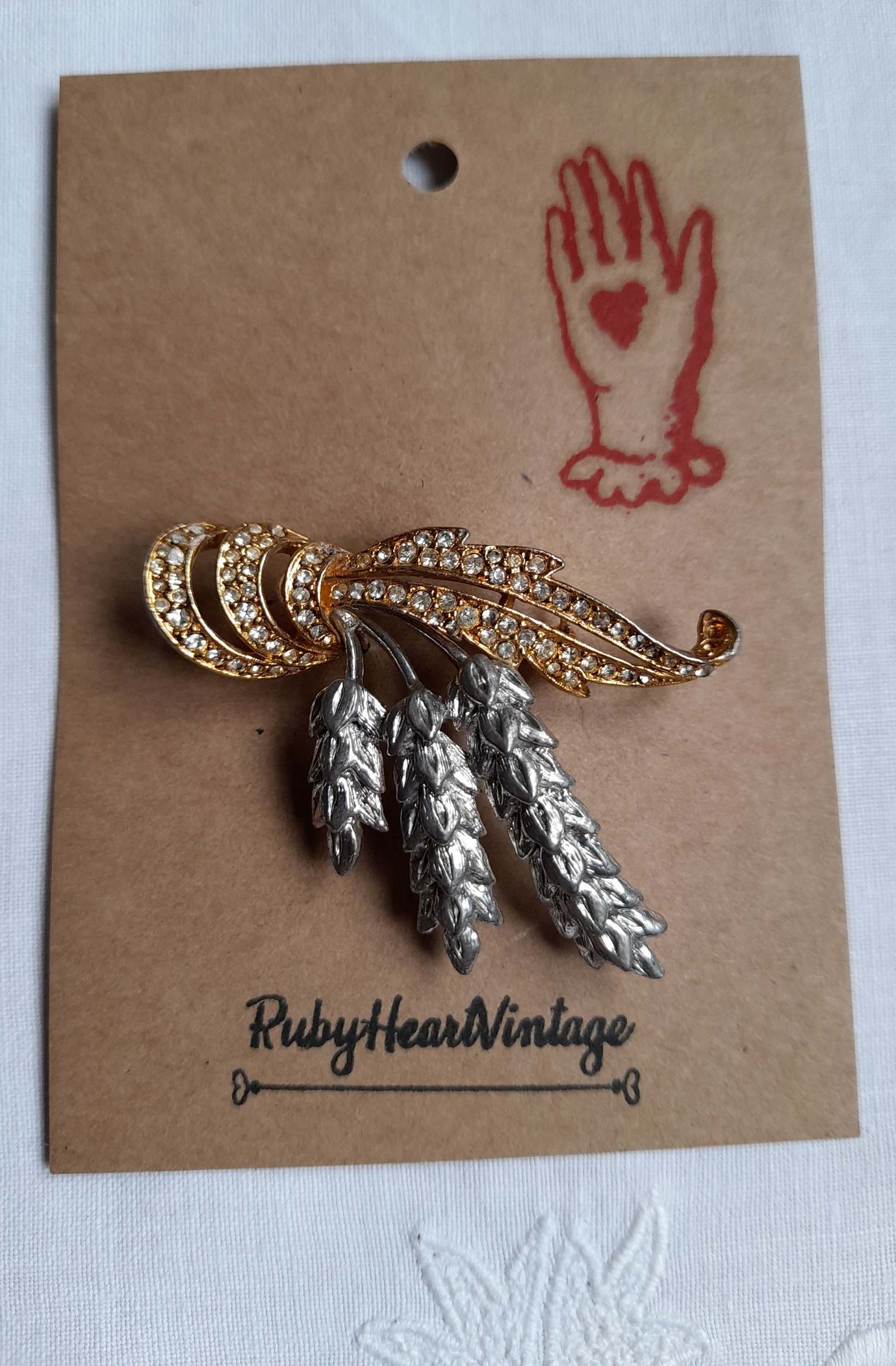 Vintage 1950s Wheatsheaf Diamante Brooch - Etsy