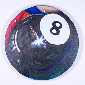 Original Art Rainbow Eight Ball Acrylic on Round Canvas Hand - Etsy