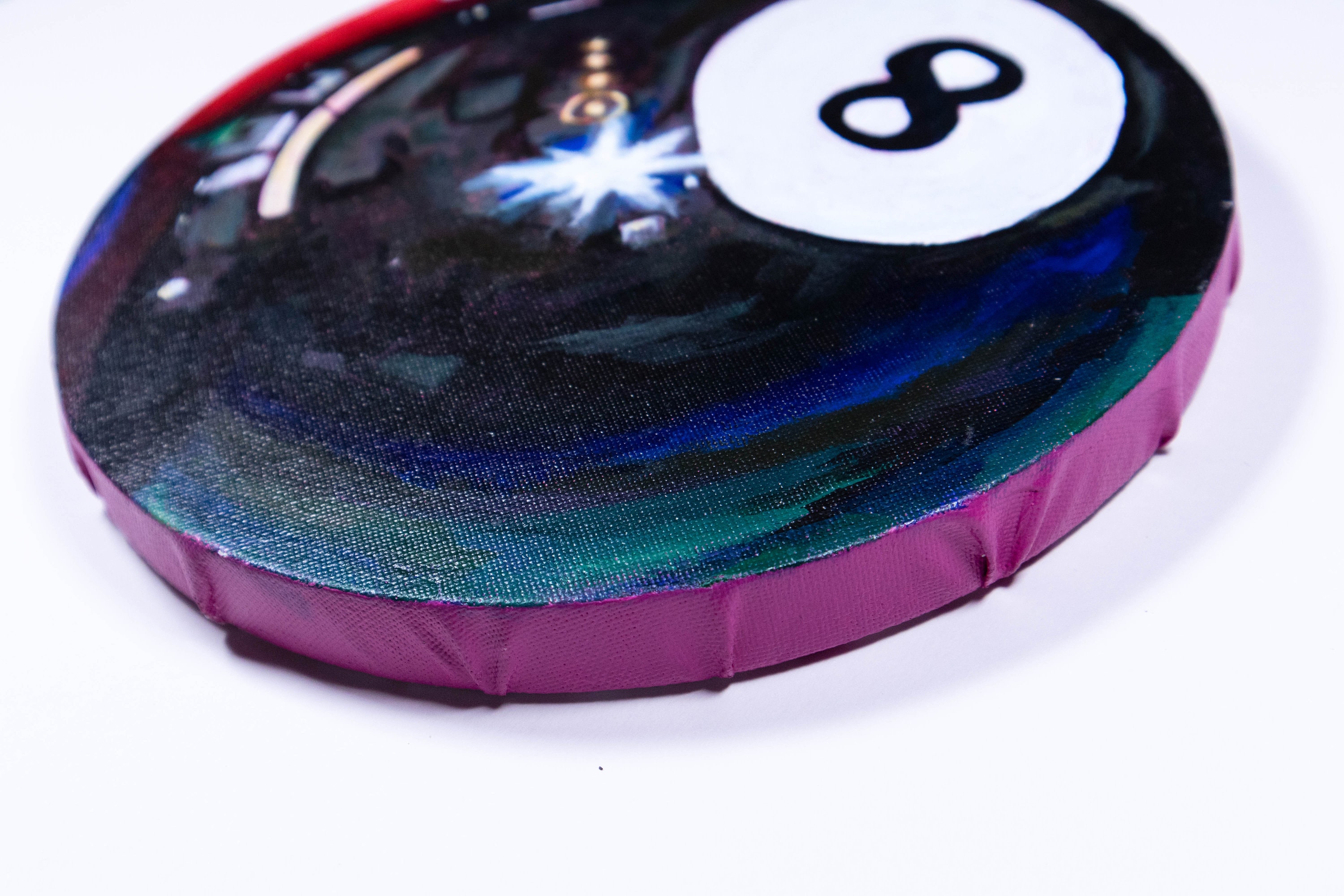 Original Art Rainbow Eight Ball Acrylic on Round Canvas Hand - Etsy