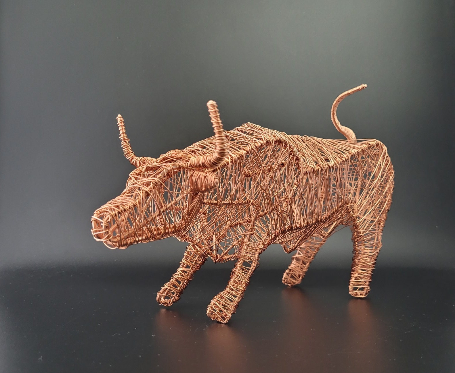 Copper Wire Bull - Etsy