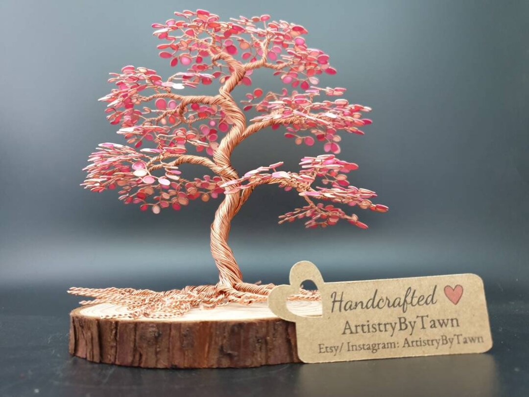 Handcrafted Cherry Blossom Copper Bonsai Tree - Etsy