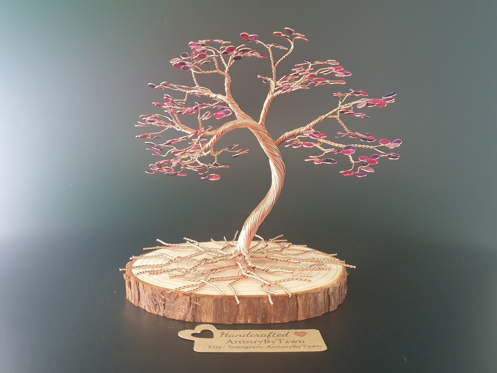 Handcrafted Purple Blossom Copper Bonsai Tree | Etsy