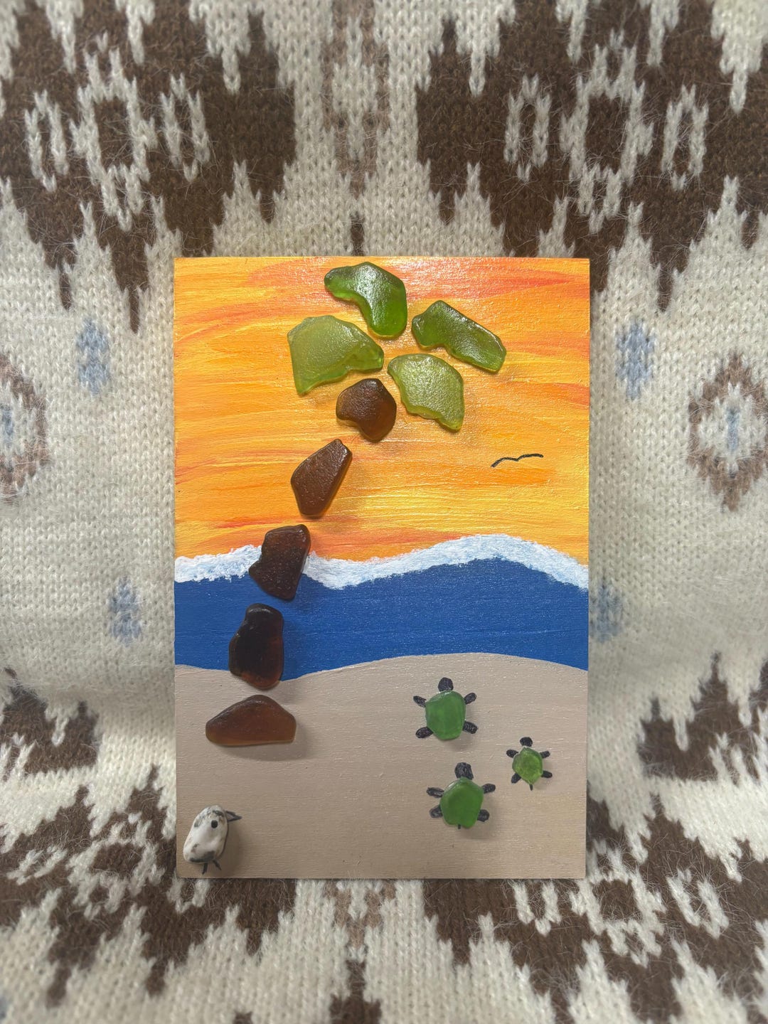 Palm Tree Sea Glass Canvas - Etsy