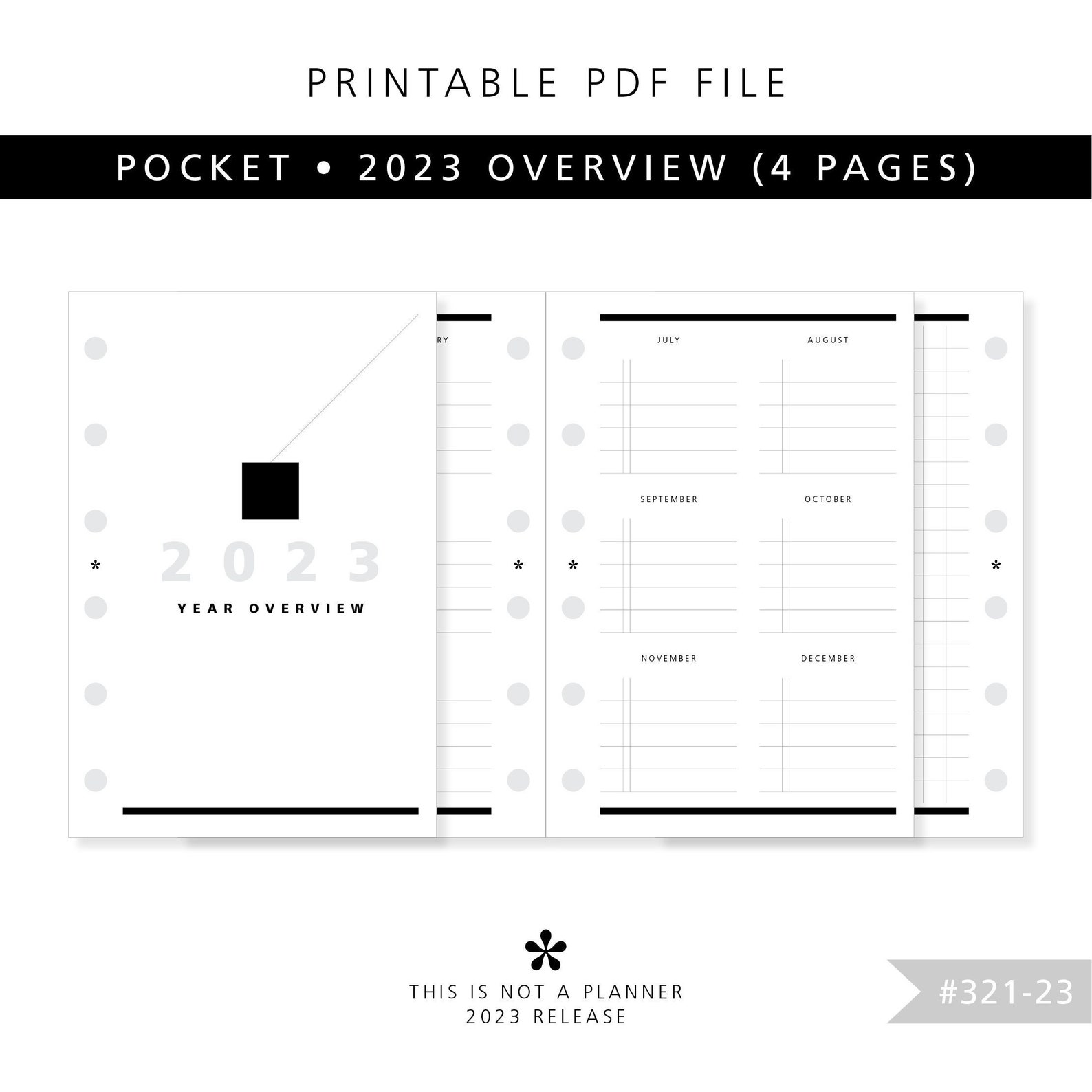 Pocket 2023 Overview 4 Pages PDF Printable Planner - Etsy