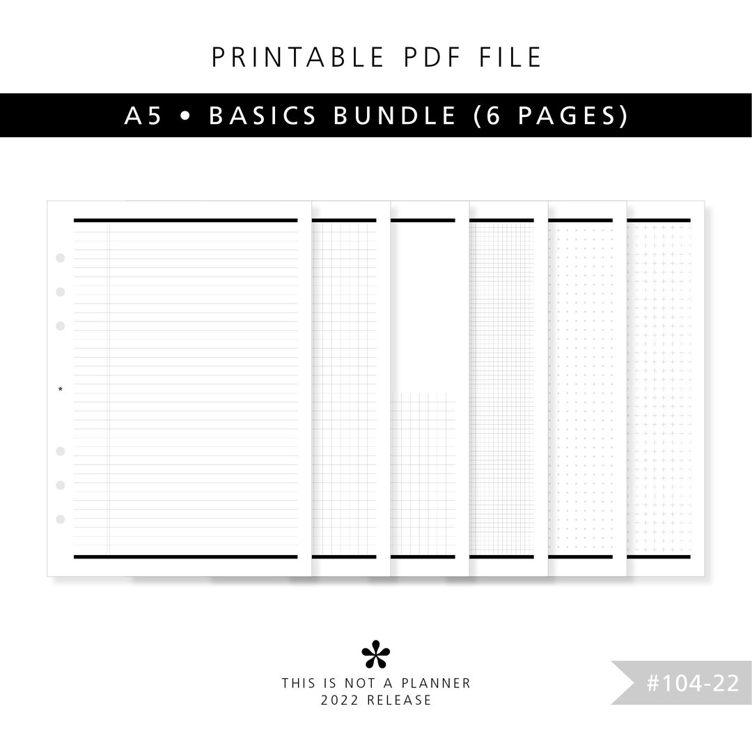 A5 • Basics Bundle (lined, Grid, Half Grid, Mini Grid, Dot Grid and ...