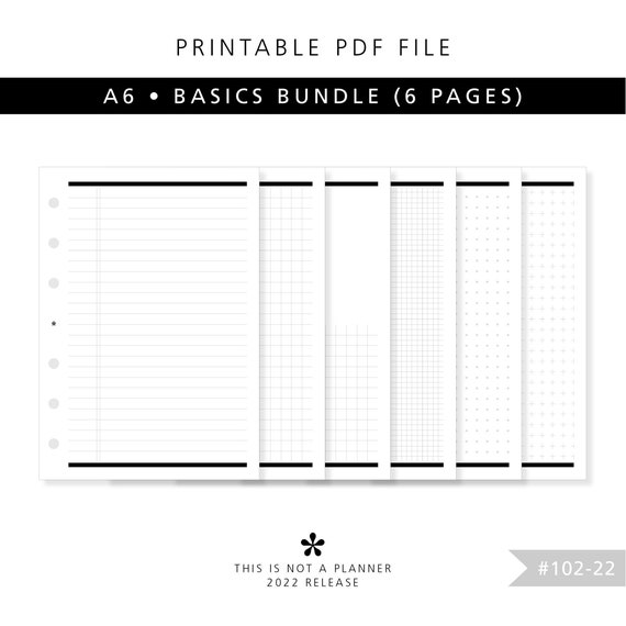 A6 Basics Bundle lined Grid Half Grid Mini Grid Dot - Etsy