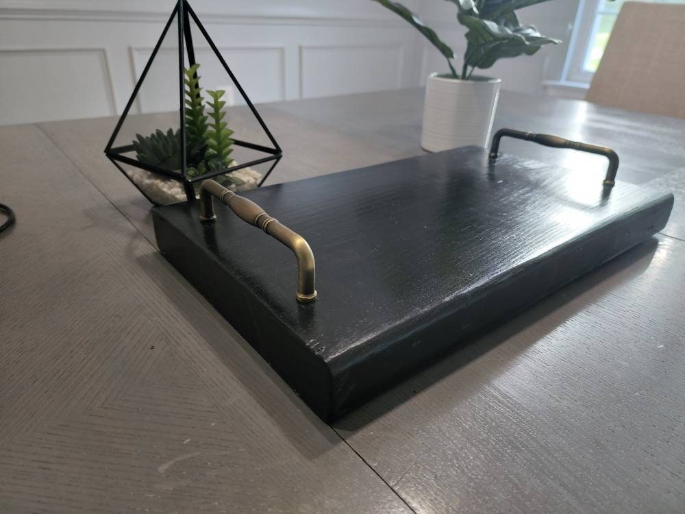Wooden Butcher's Block Tray With Handles - Etsy