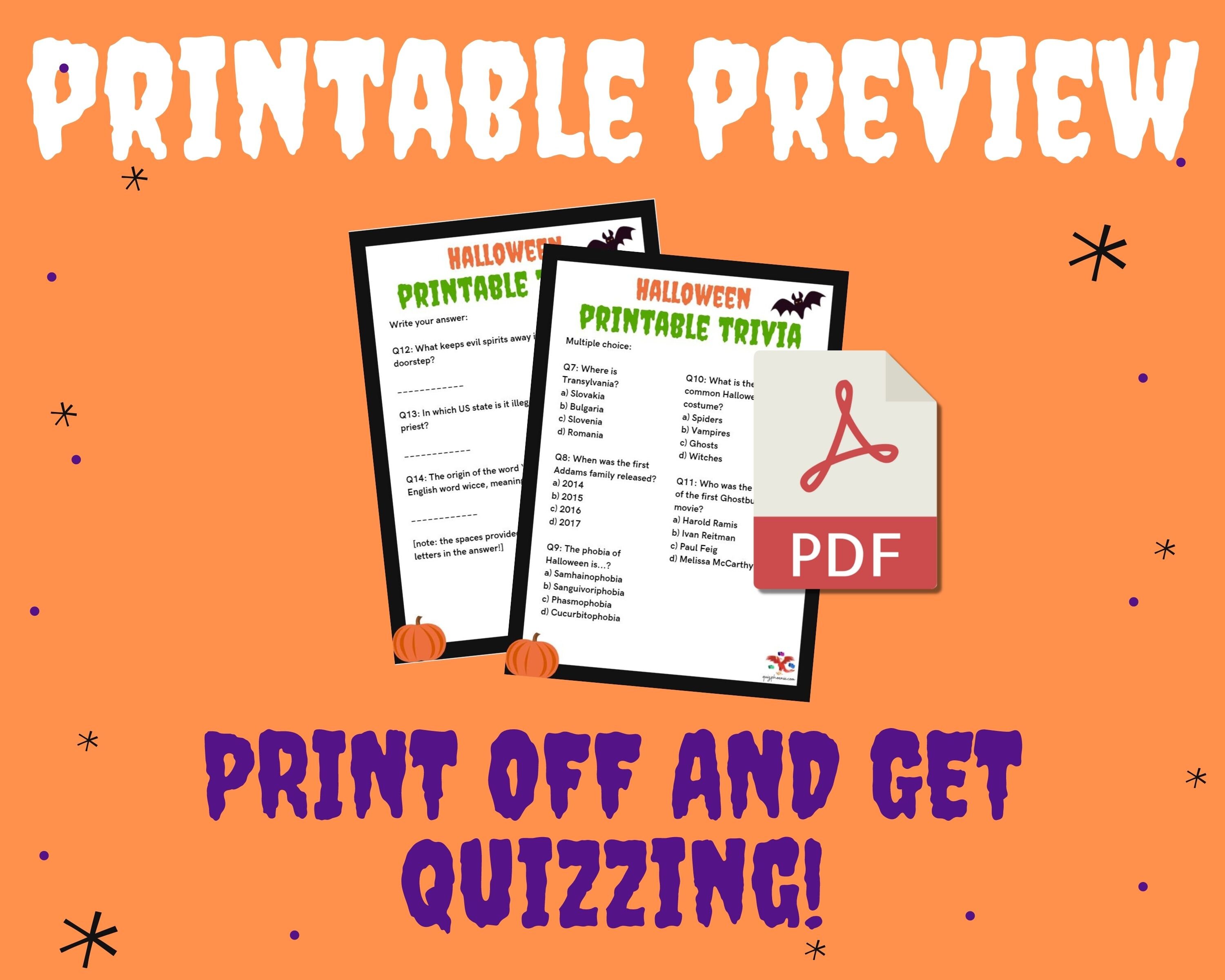 Halloween Trivia Spooktacular Quiz Icebreaker Family Fun - Etsy