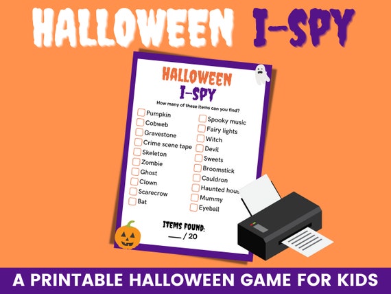 Halloween I-spy Printable Scavenger Hunt Game Kids | Etsy