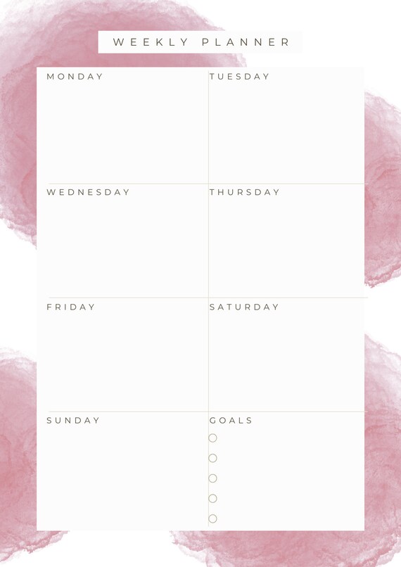 Weekly Planner Fillable PDF Printable Planner Task | Etsy