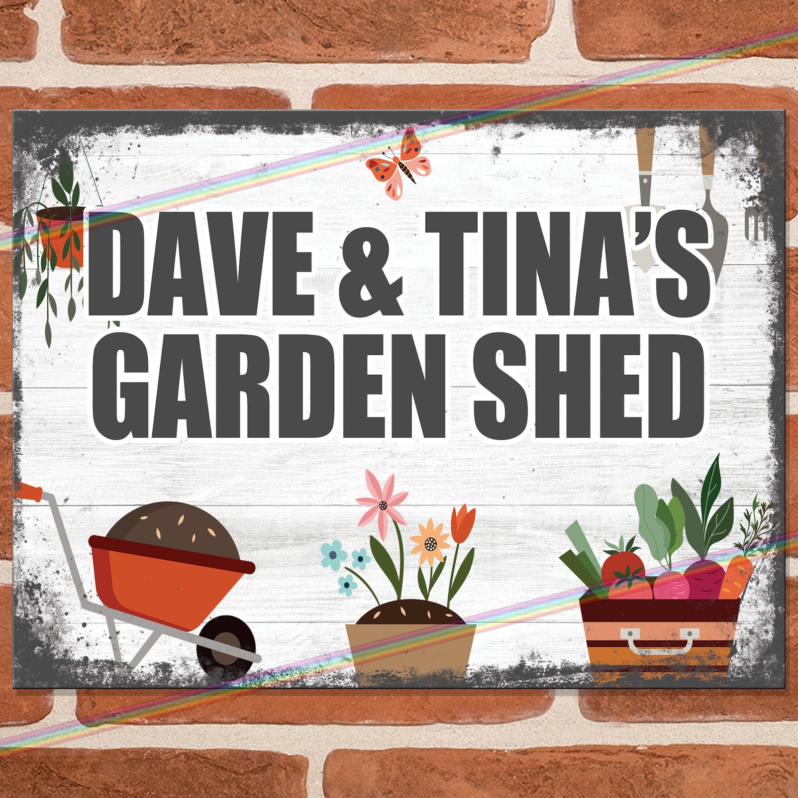 Personalised Garden Shed Metal Signs White Wood Effect Etsy