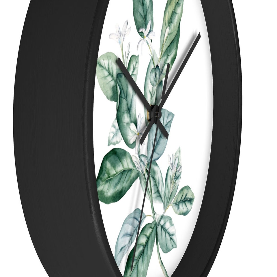 Botanical Illustration Plant Leaf Abstract Sage Aesthetic Wall Clock ...