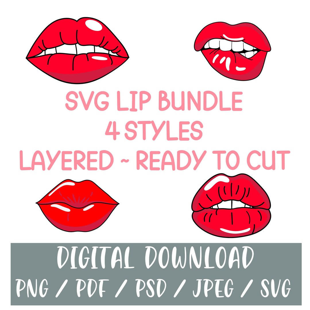 SVG Bundle Lip SVG Bundle Lip Vinyl Cutting Files 4 Designs SVG Files ...