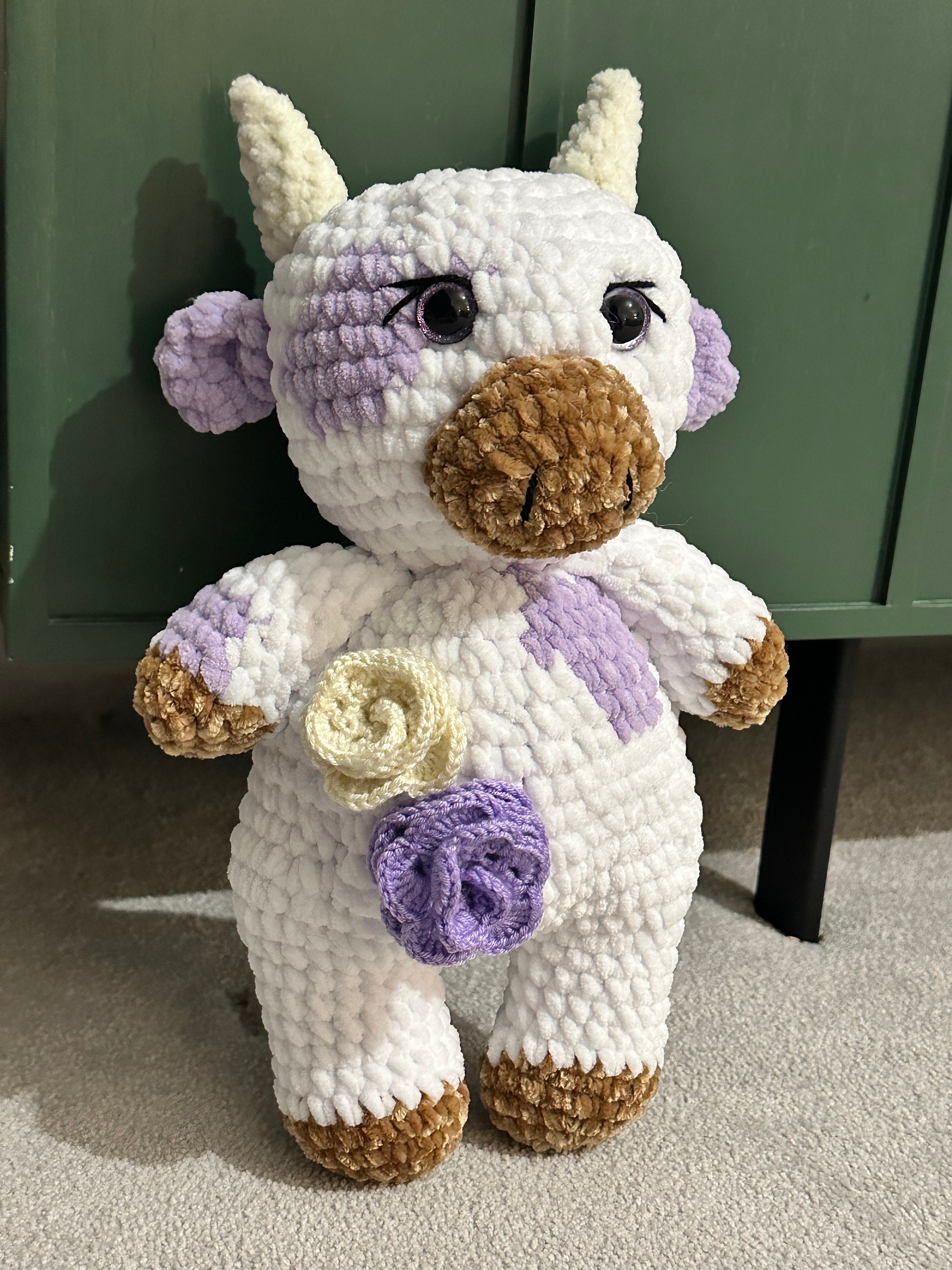 Floral Lavender Cow Crochet Plushie Stuffed Cow Cow Plush Flower Cow - Etsy