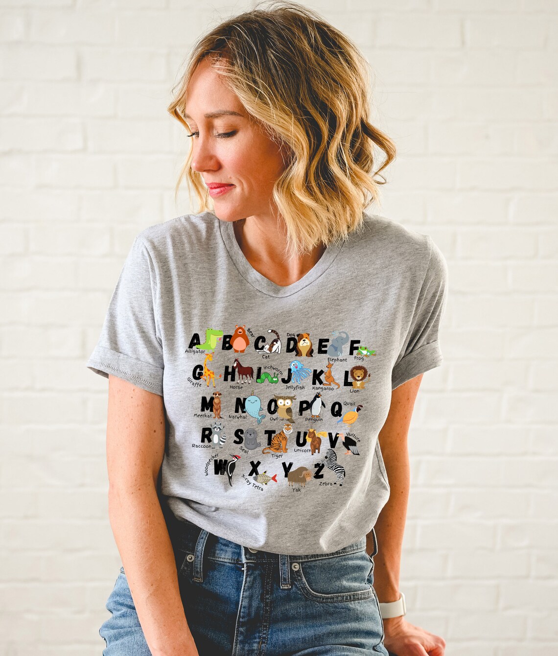 Alphabet Animals T-shirt - Adult Sizes | ABC Animal Shirt ...