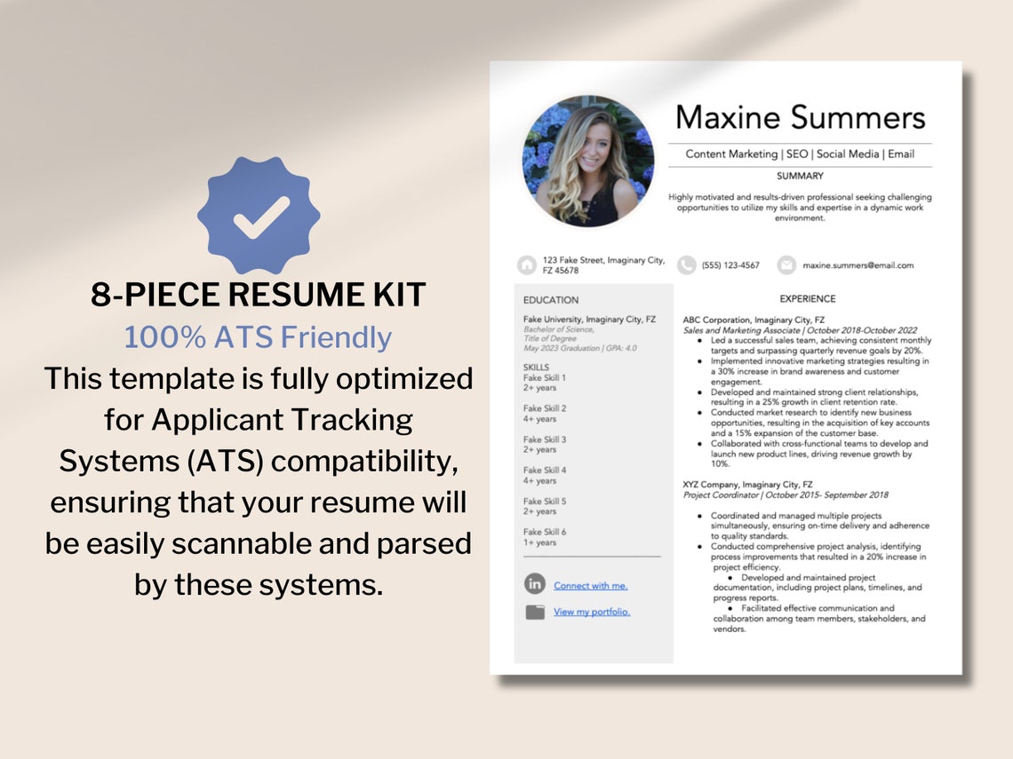 8-piece Resume Kit | ATS Friendly | Simple, Modern, and Customizable ...