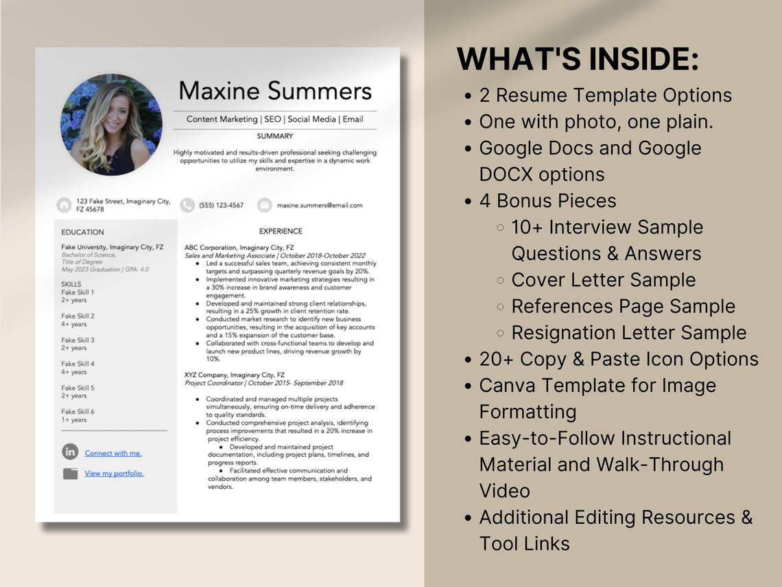 8-piece Resume Kit | ATS Friendly | Simple, Modern, and Customizable ...