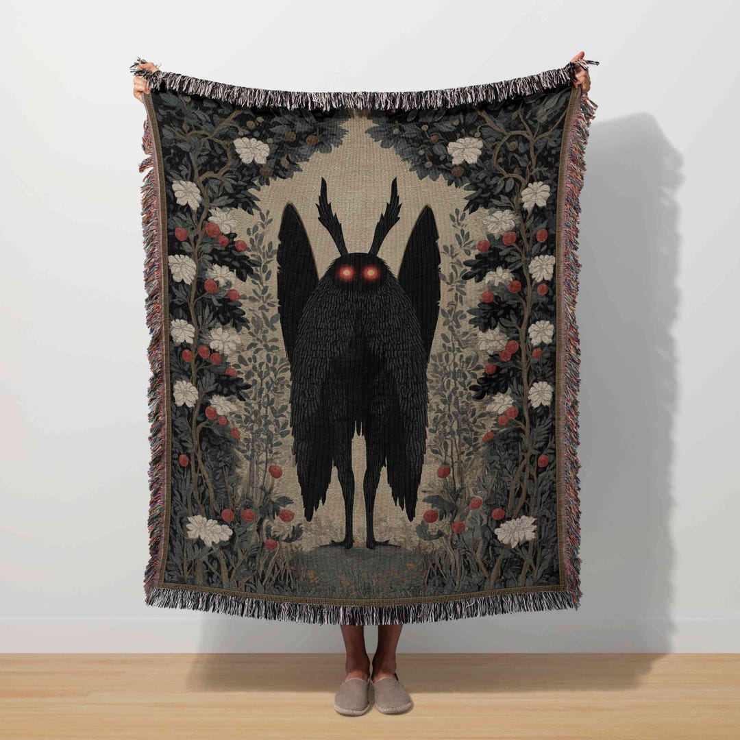Mothman Tapestrry, Cryptid Woven Blanket, Cryptidcore Throw, Weirdcore ...