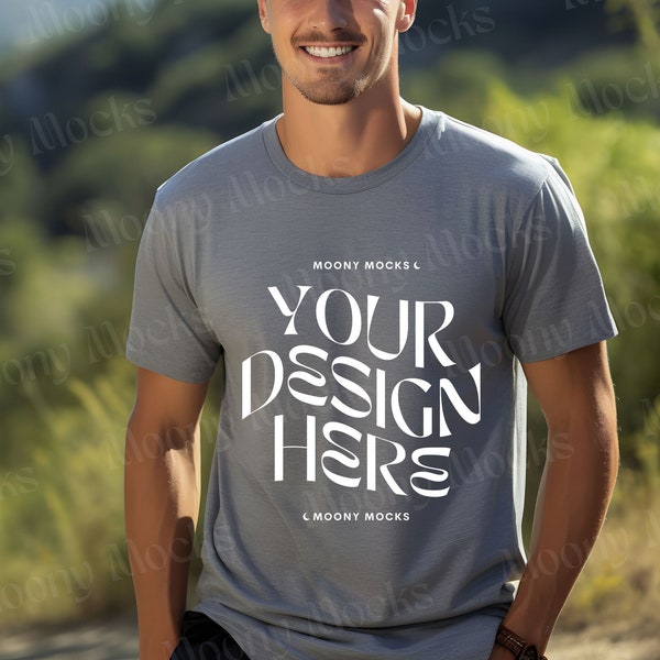 Mens Graphite Heather Gildan Mockup - Etsy