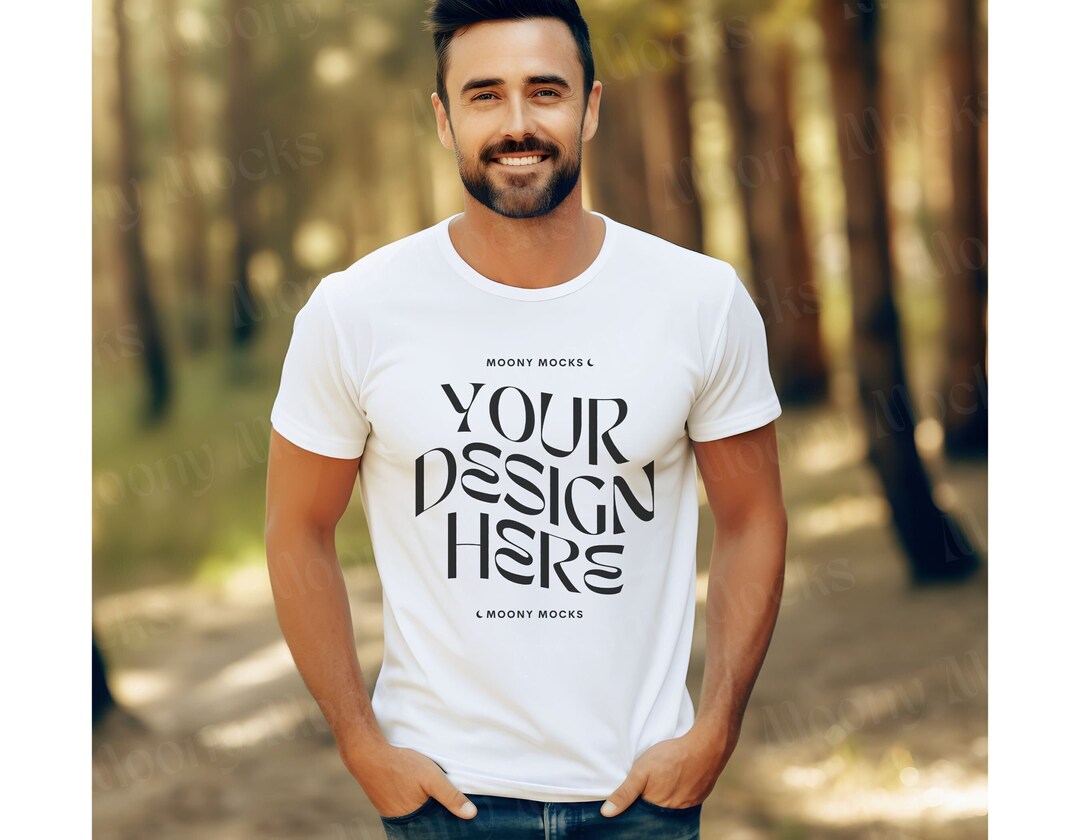 Bella Canvas 3001 White Tshirt Mockup Male Tshirt Mockup Male Model ...