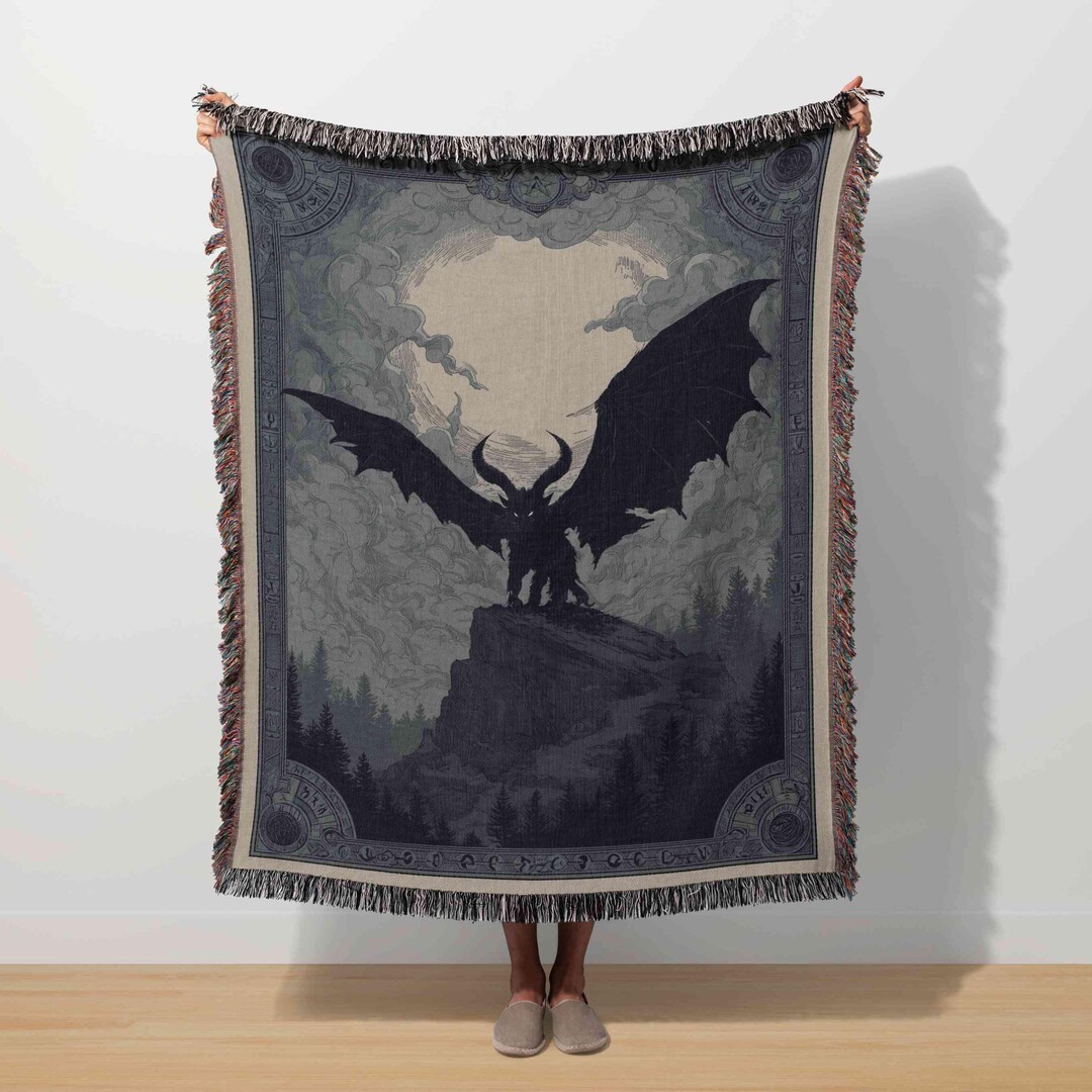 Mothman Blanket, Cryptid Tapestry, Cryptidcore Throw, Weirdcore Decor ...