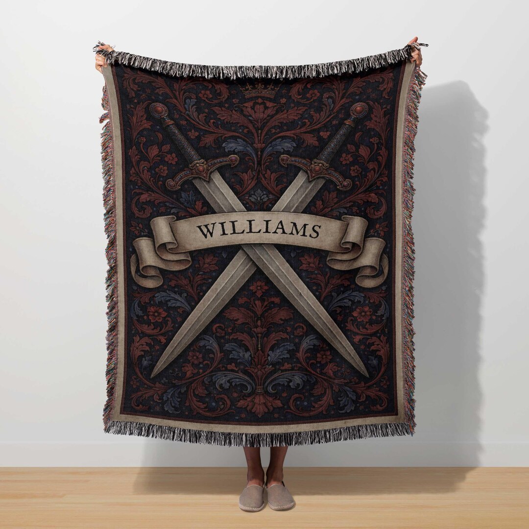 Personalized Medieval Blanket, Custom Family Woven Tapestry, Royal ...