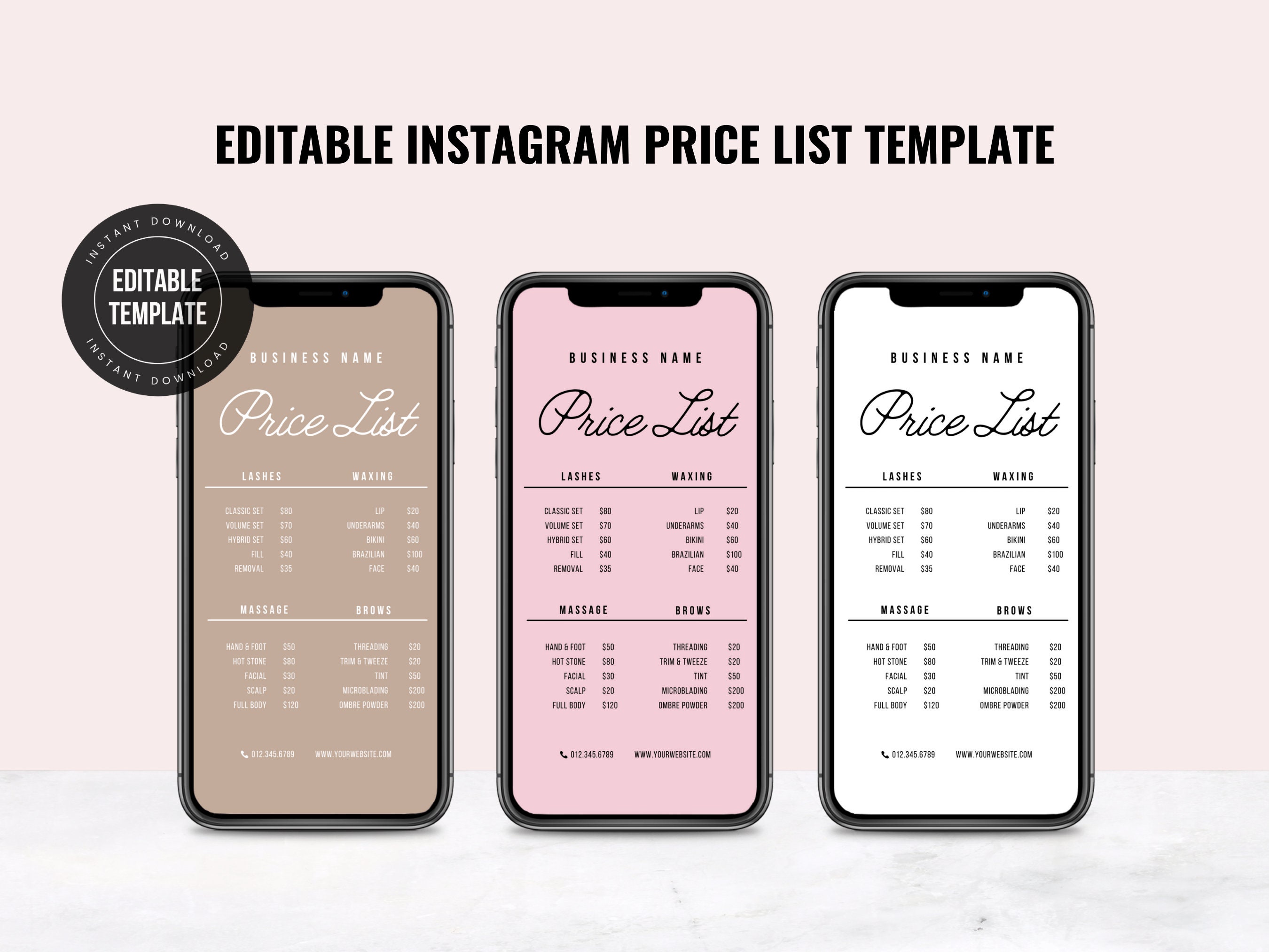 Stationery Services and Pricing Instagram Price List Template ...