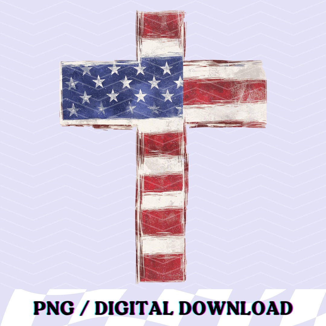 4th of July Christian PNG USA Flag Cross Patriotic Clipart Independence ...