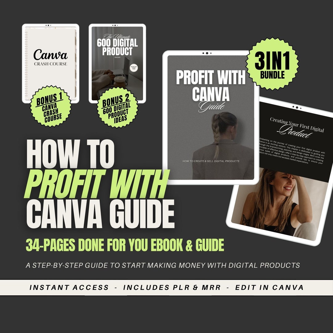 Canva Guide Ebook Crash Course Digital Product Ideas Bundle Faceless ...