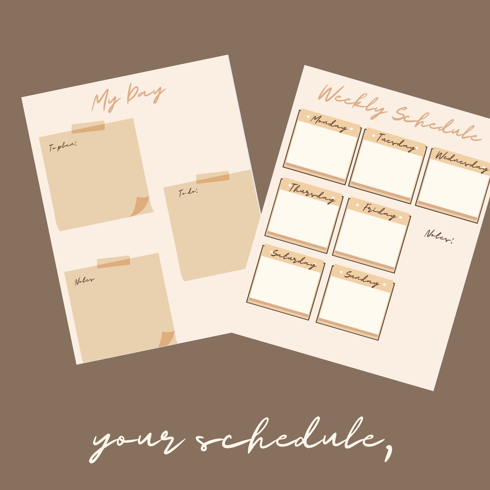 Modern Beige Planner Templates, Meal Plan, Travel Plan, Daily Planner ...