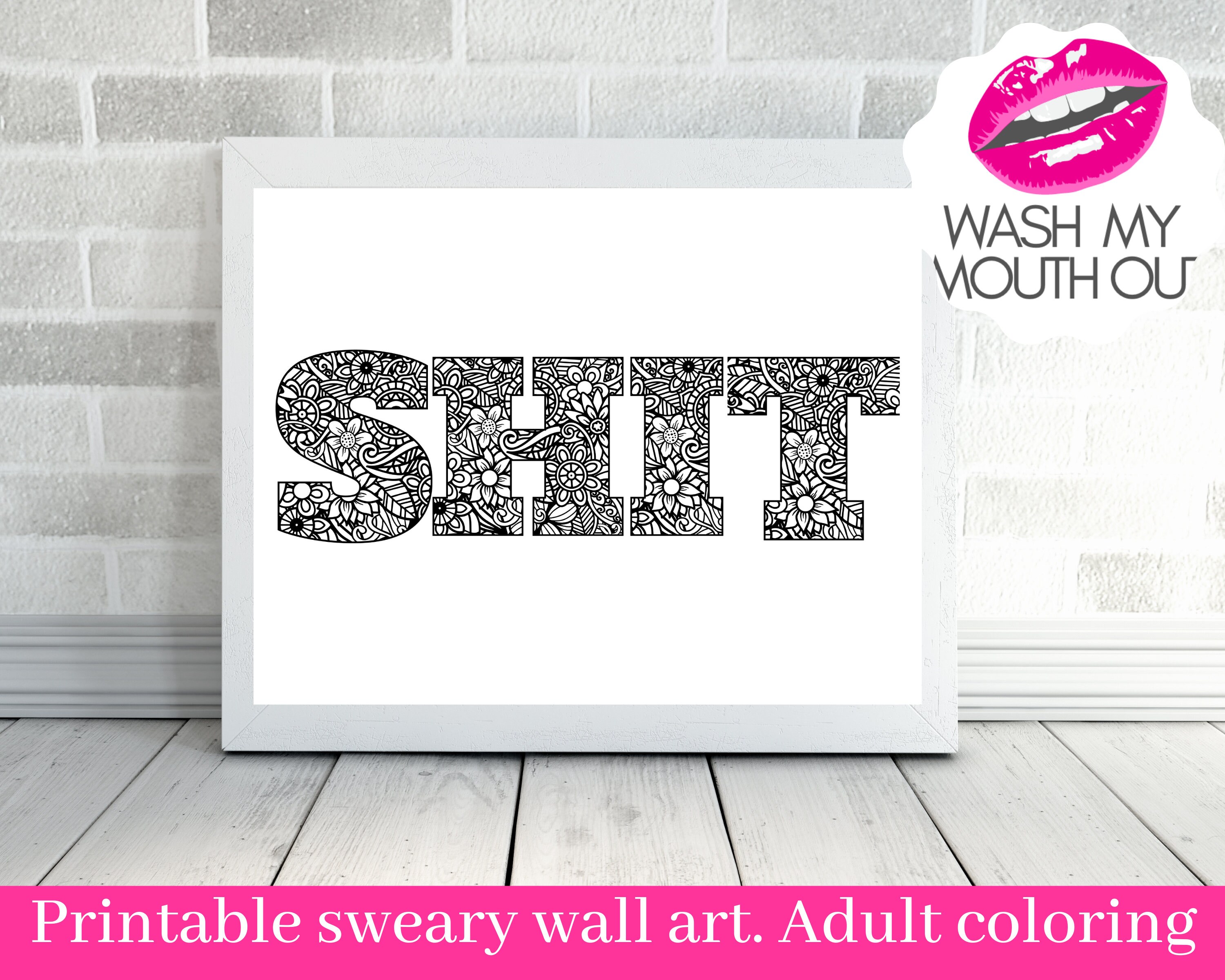 Swear Word Adult Coloring Page: Mandala SHIT Lettering ,sweary Coloring ...
