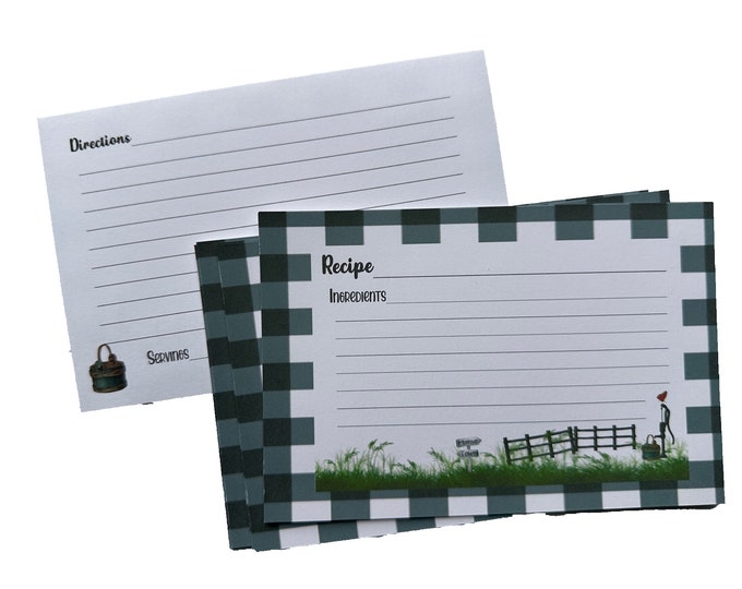 Farm Recipe Cards, Country Recipe Cards, 4x6 Printable Recipe Cards ...