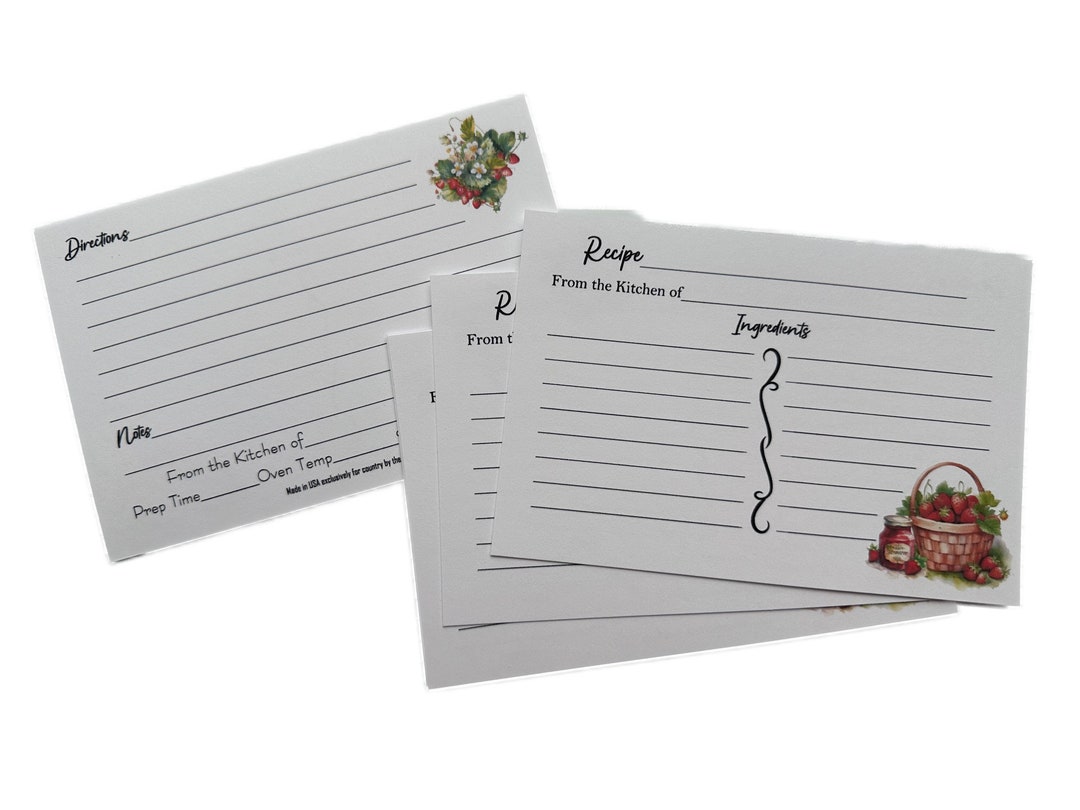 Strawberry Jammin' 4x6 Recipe Card - Etsy