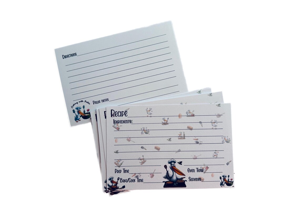 Cooking With Pellie 4x6 Recipe Card, Pelicans, Birthdays, Housewarming ...