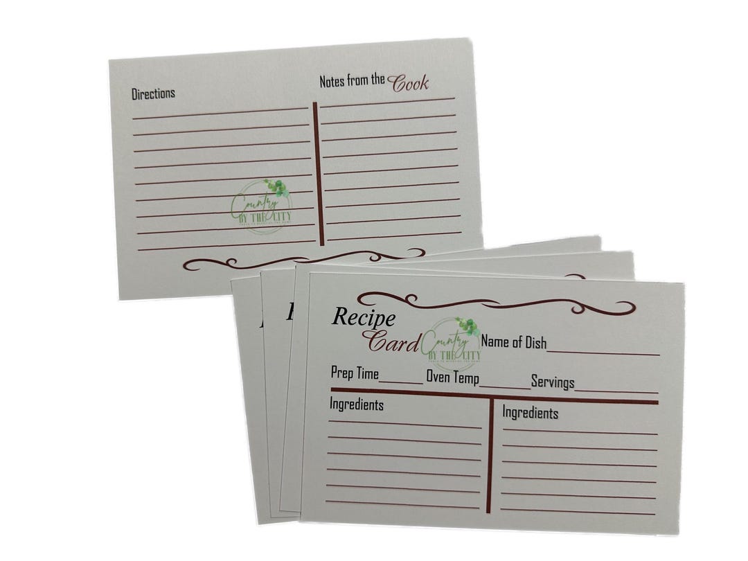 Cook's 4"x6" Recipe Card-digital Download-printable Recipe Card ...
