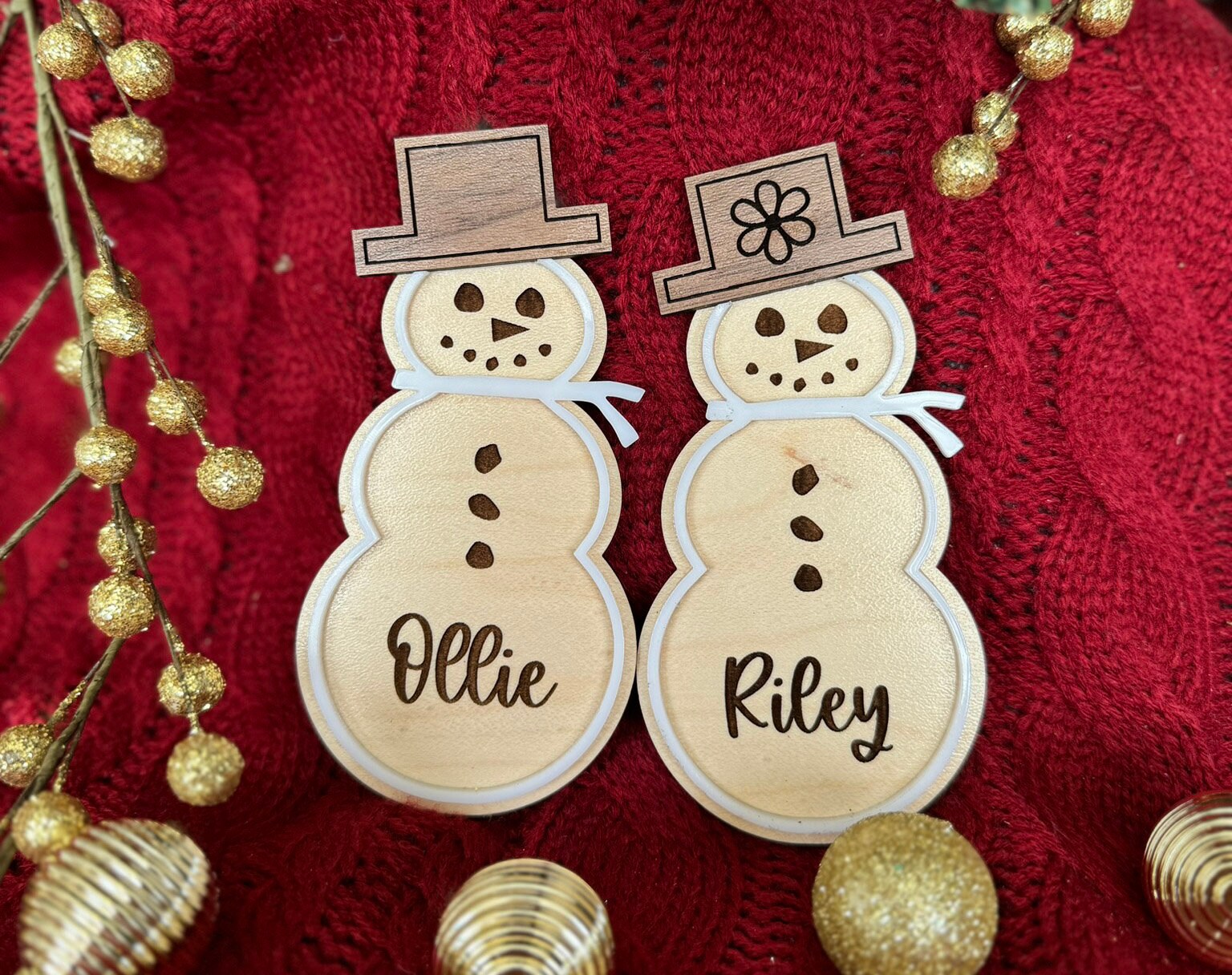 Personalized Snowman Ornament SVG: Laser Cut Christmas Decoration ...