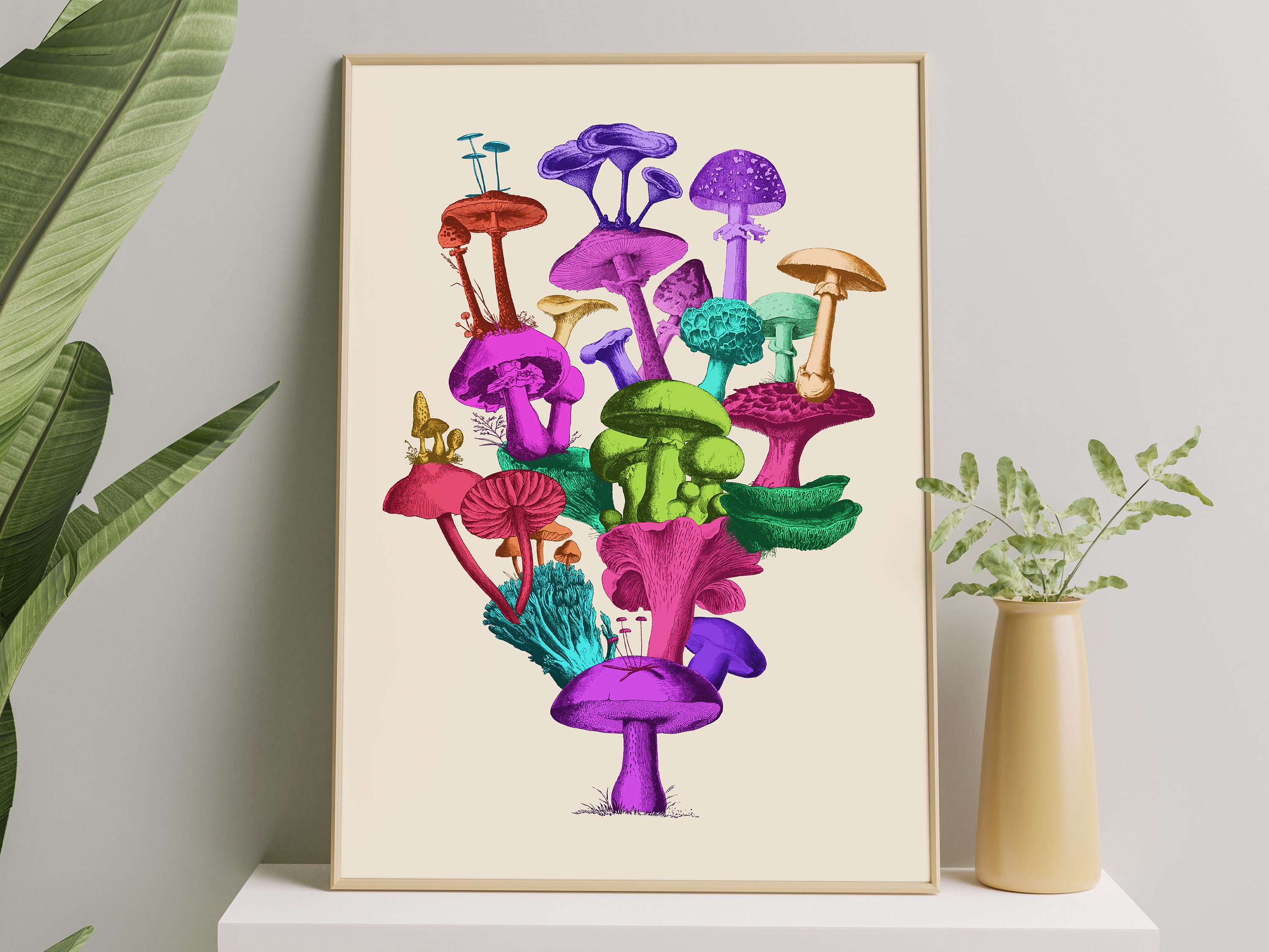 Magic Mushroom Fantasy Collage Vintage Wall Art Print - Etsy UK