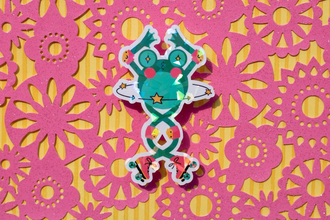 Toe Spin Skate Frog Holographic Sticker | Froggy Sticker | Cute Frog ...