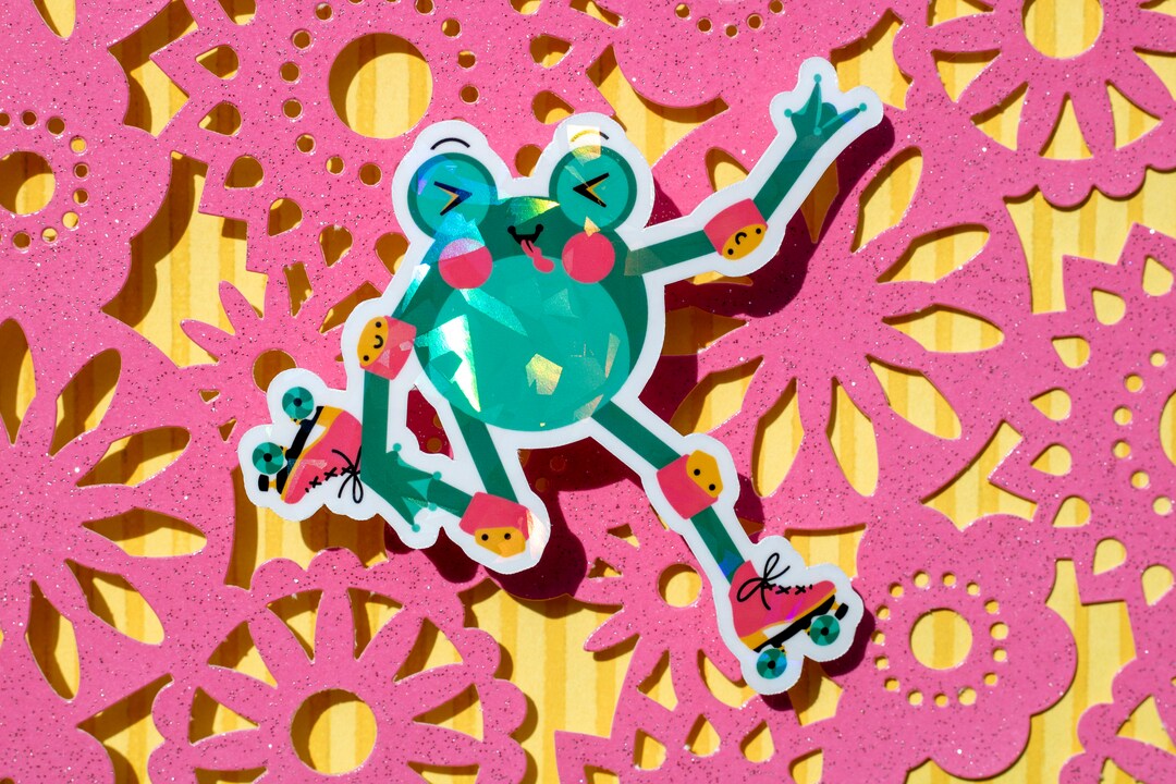 Knee Jump Skate Frog Holographic Sticker | Froggy Sticker | Cute Frog ...
