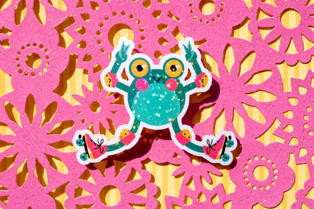 Peace Sign Skate Frog Holographic Sticker | Froggy Sticker | Cute Frog ...