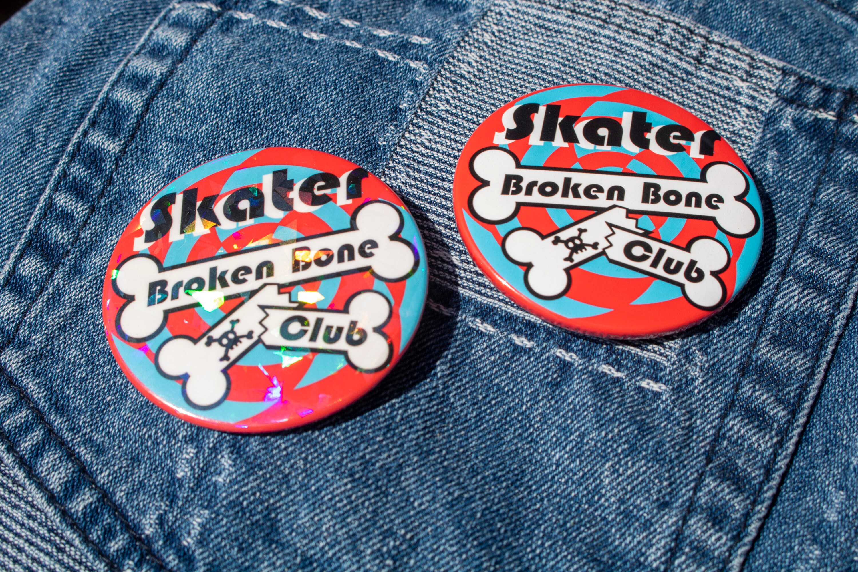Skater Broken Bone Club Button 2.25 Inch Pinback, Pin Back Buttons ...