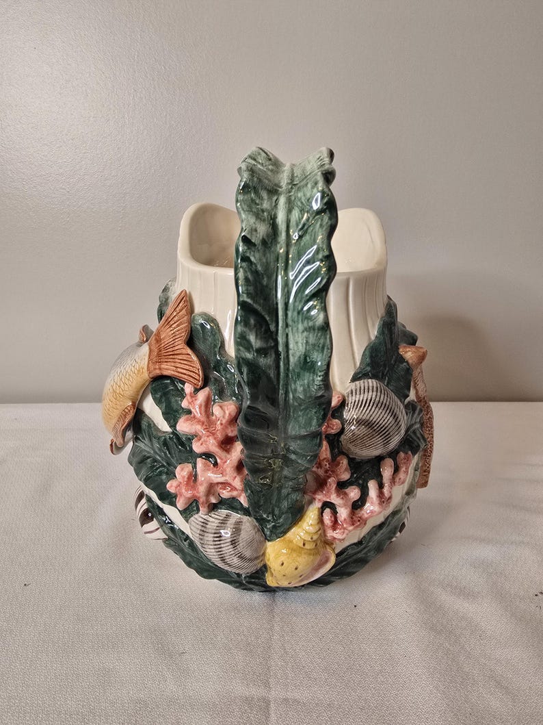 Fitz & Floyd Fish Market Pitcher Shells Starfish and Seaweed Handle 2 1 ...