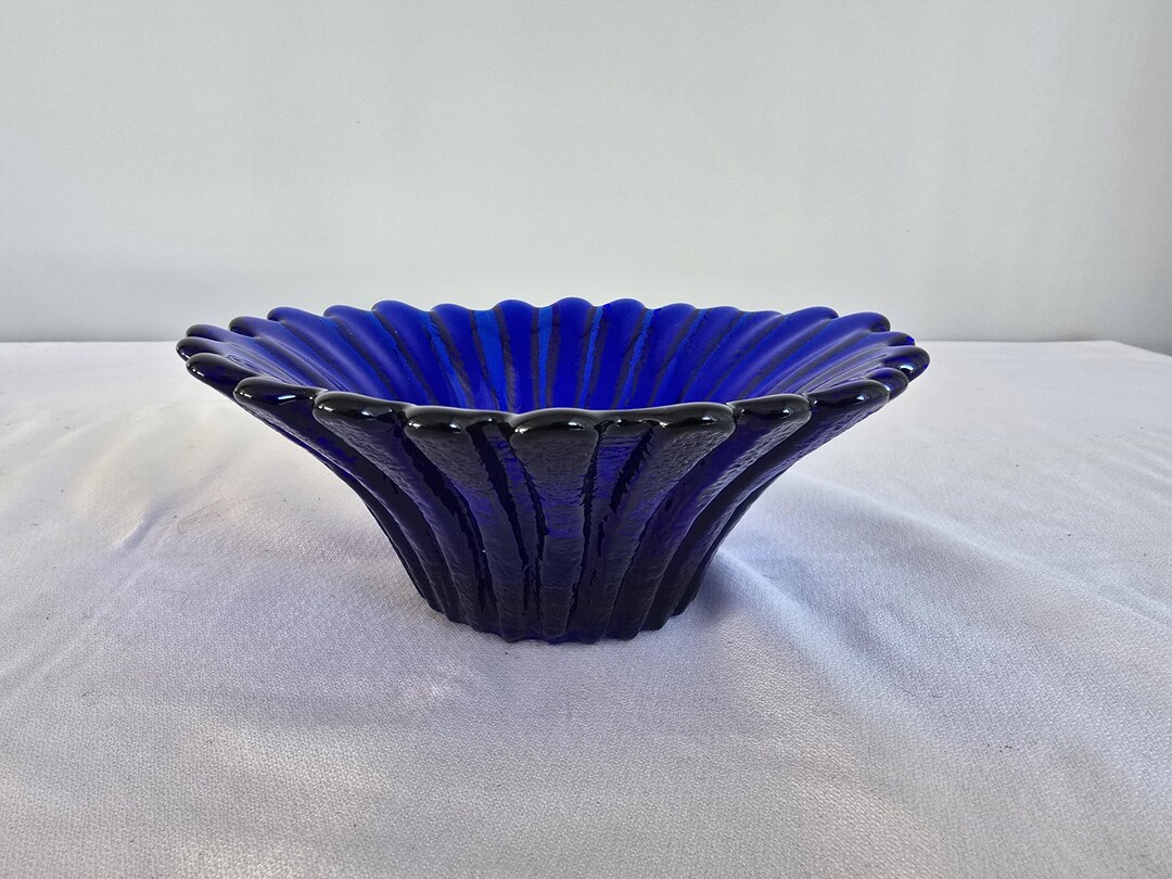 Blue Blenko Daisy Glass Bowl - Etsy